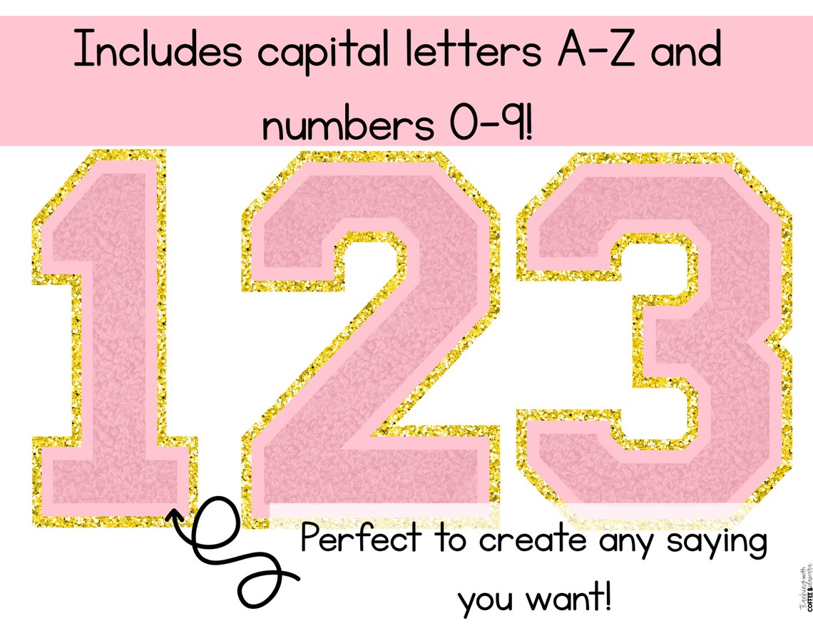 Varsity Letters | Light Pink | Varsity Letter PNG Alphabet | Bulletin ...