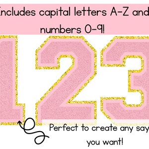 Varsity Letters | Light Pink | Varsity Letter PNG Alphabet | Bulletin ...