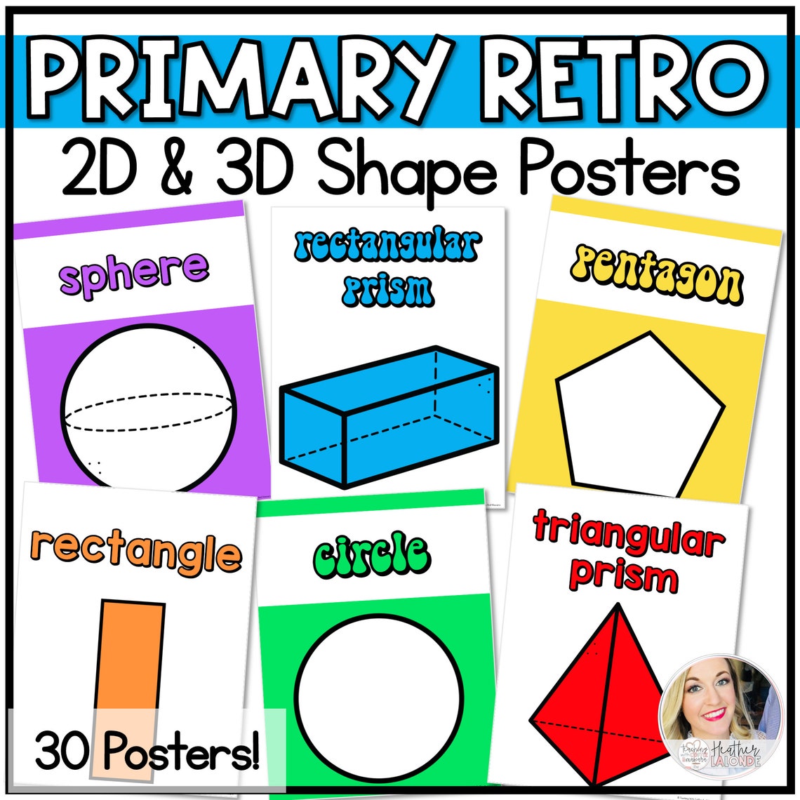 2d and 3d Shape Posters Retro Primary Rainbow | Groovy Retro Classroom ...