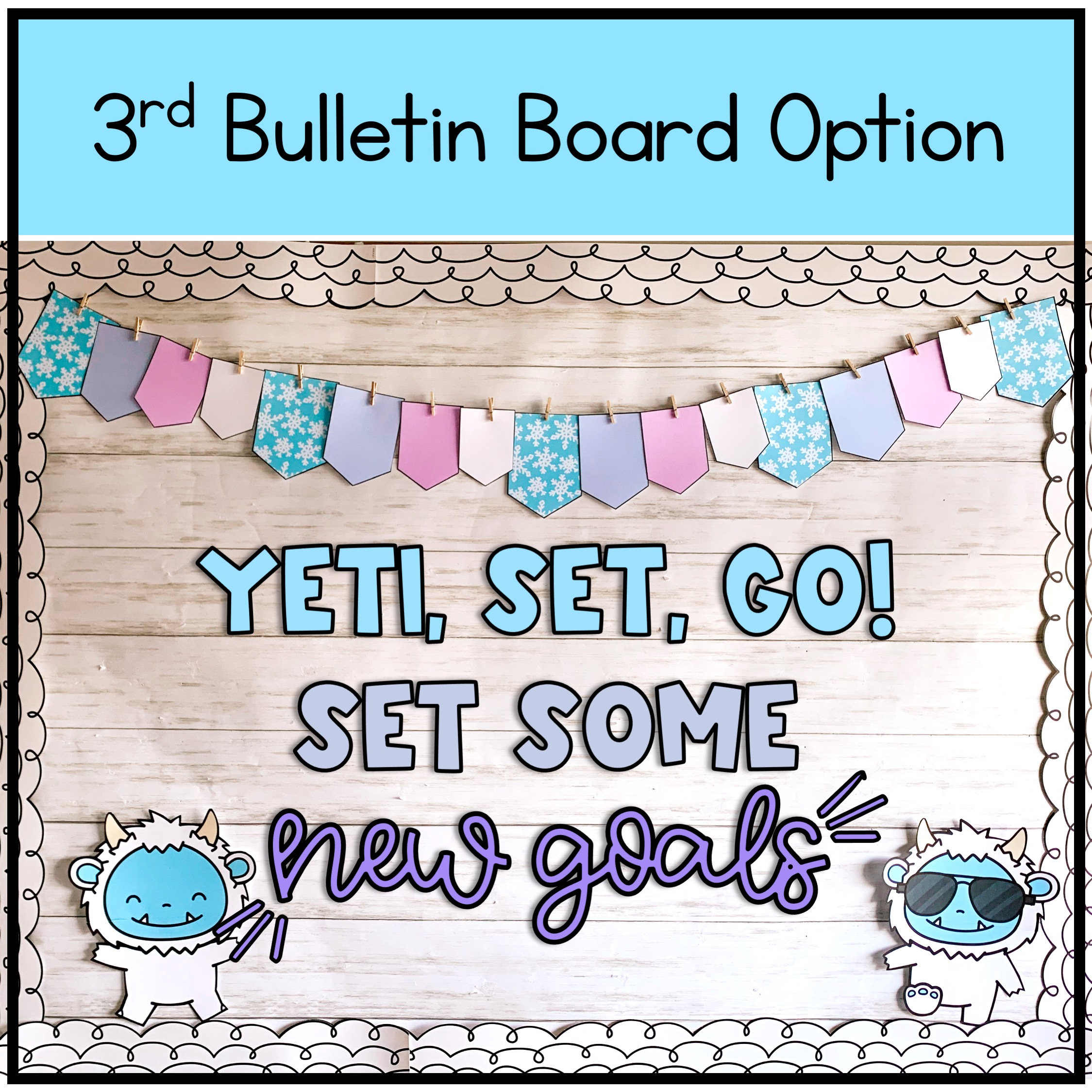 January Bulletin Board Yeti New Years Bulletin Board Kit | Etsy