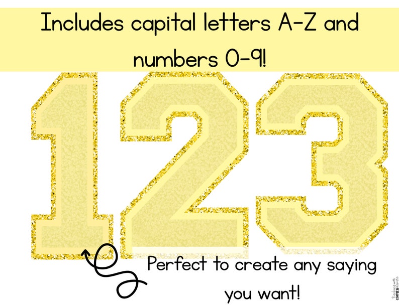 Varsity Letters Yellow Varsity Letter PNG Alphabet - Etsy