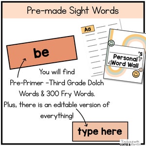 Boho Word Wall | Boho Rainbow Portable Word Wall | Alphabet Cards With ...