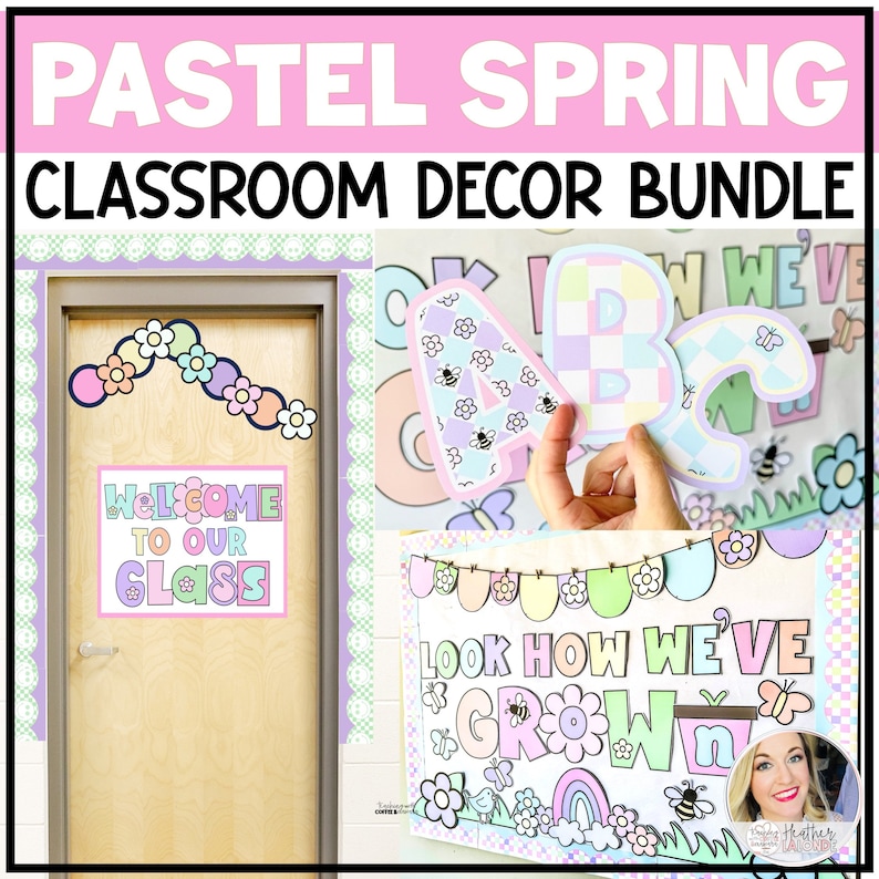 Spring Classroom Decor Bundle | Pastel Bulletin Board Letters (PDF) - Etsy