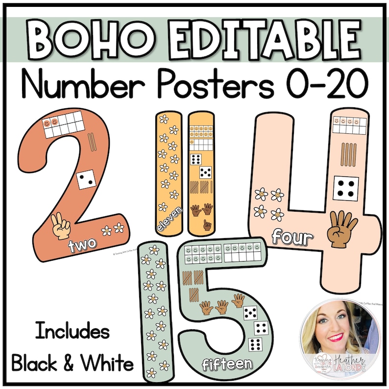 Boho Number Anchor Charts Boho Rainbow Ways to Represent - Etsy México