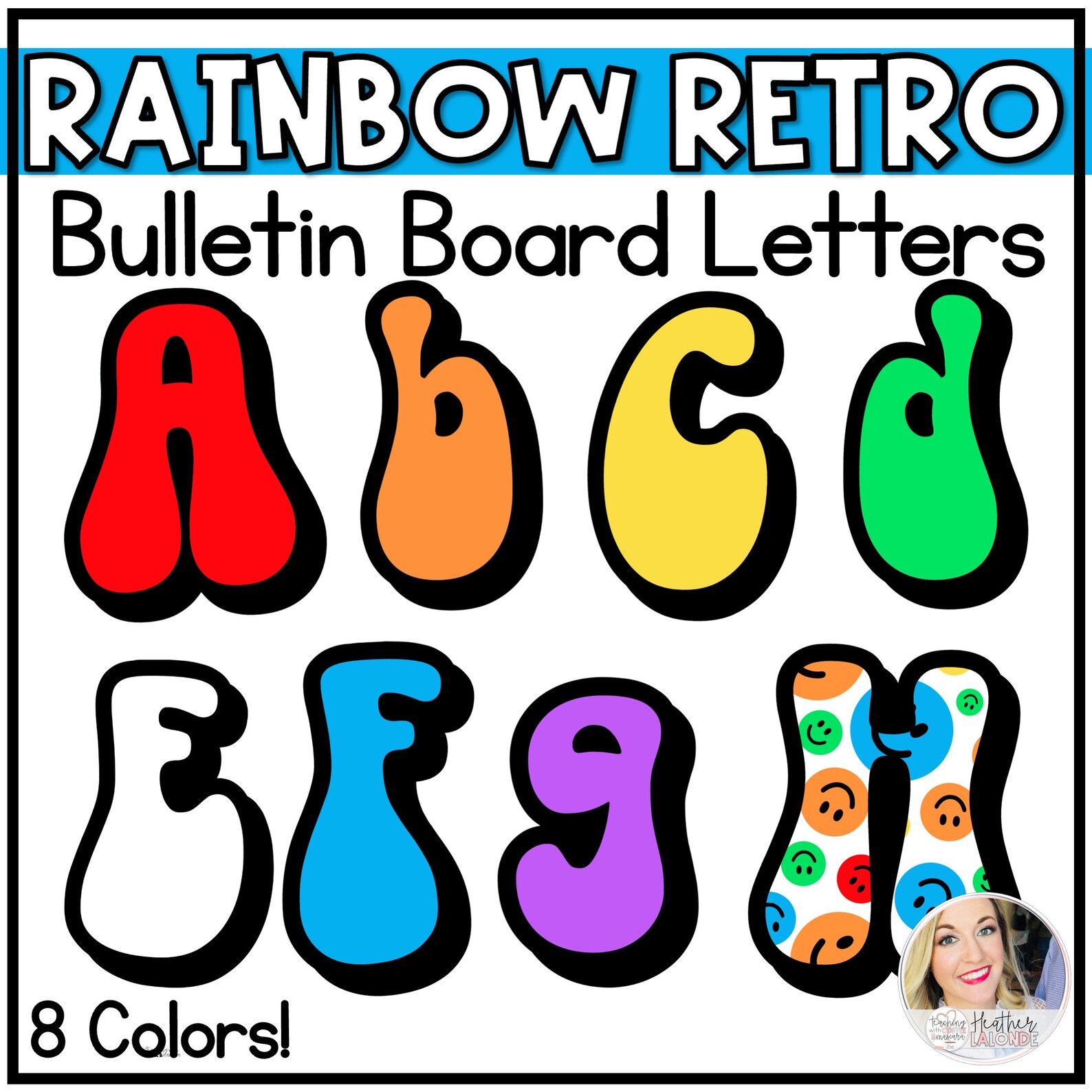 Printable Bulletin Board Letters Retro Rainbow Classroom - Etsy