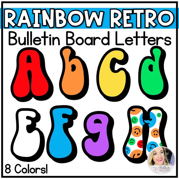 Printable Bulletin Board Letters Retro Rainbow Classroom - Etsy