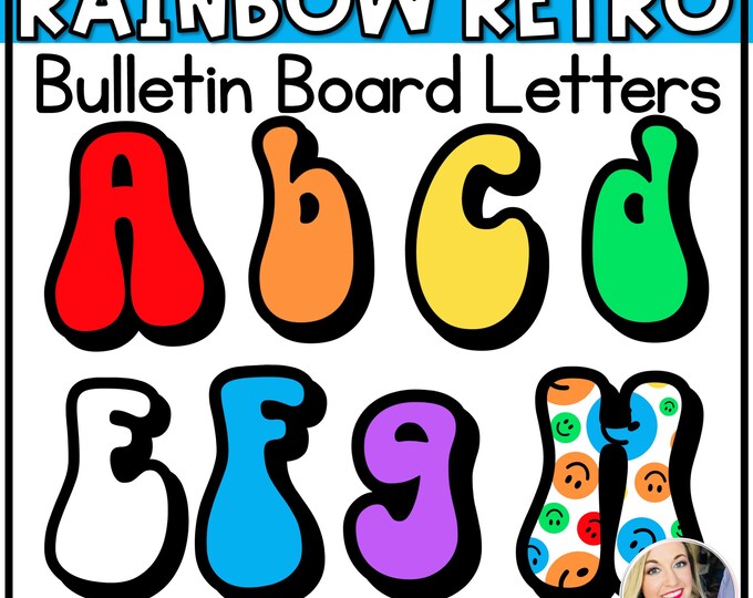 Printable Bulletin Board Letters | Retro Rainbow Classroom Decor ...