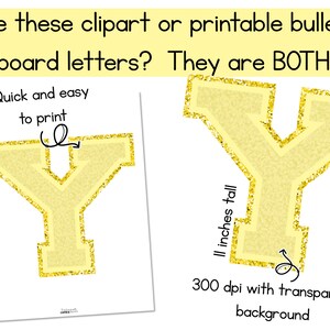 Varsity Letters | Yellow | Varsity Letter PNG Alphabet | Bulletin Board ...