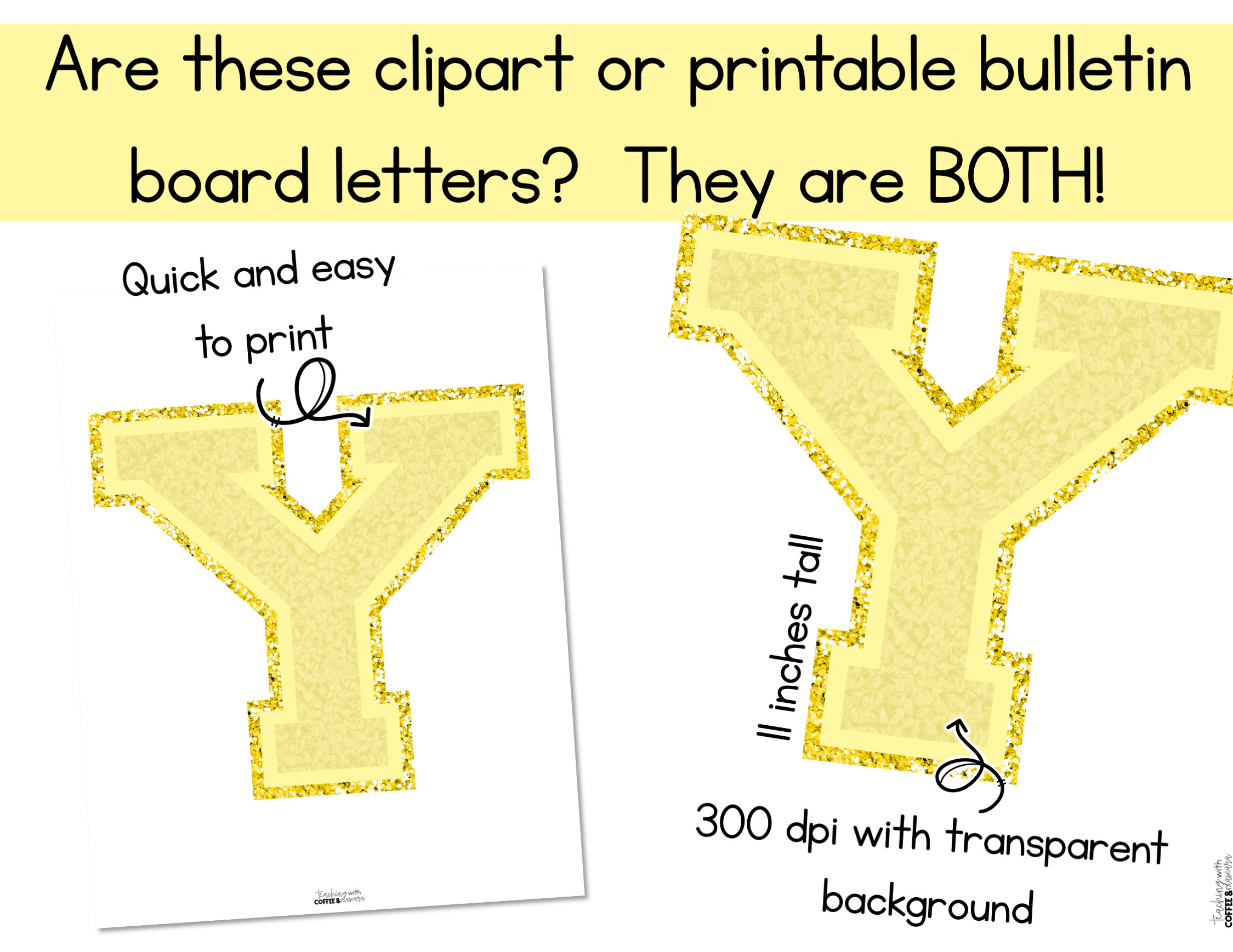 Varsity Letters | Yellow | Varsity Letter PNG Alphabet | Bulletin Board ...