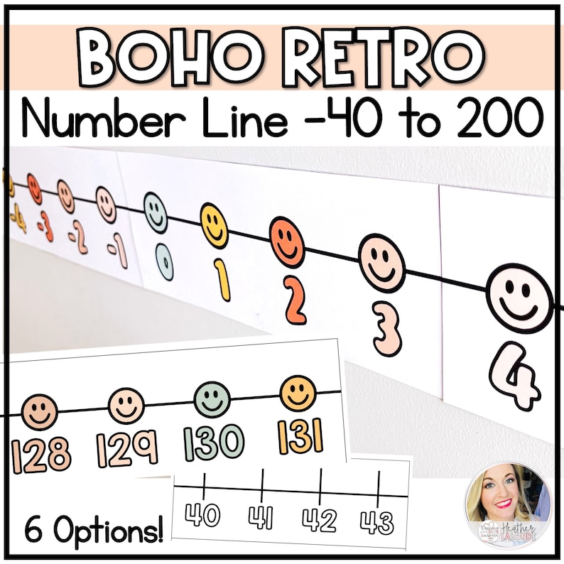 Boho Number Line Math Wall Homeschool Decor Happy Face - Etsy
