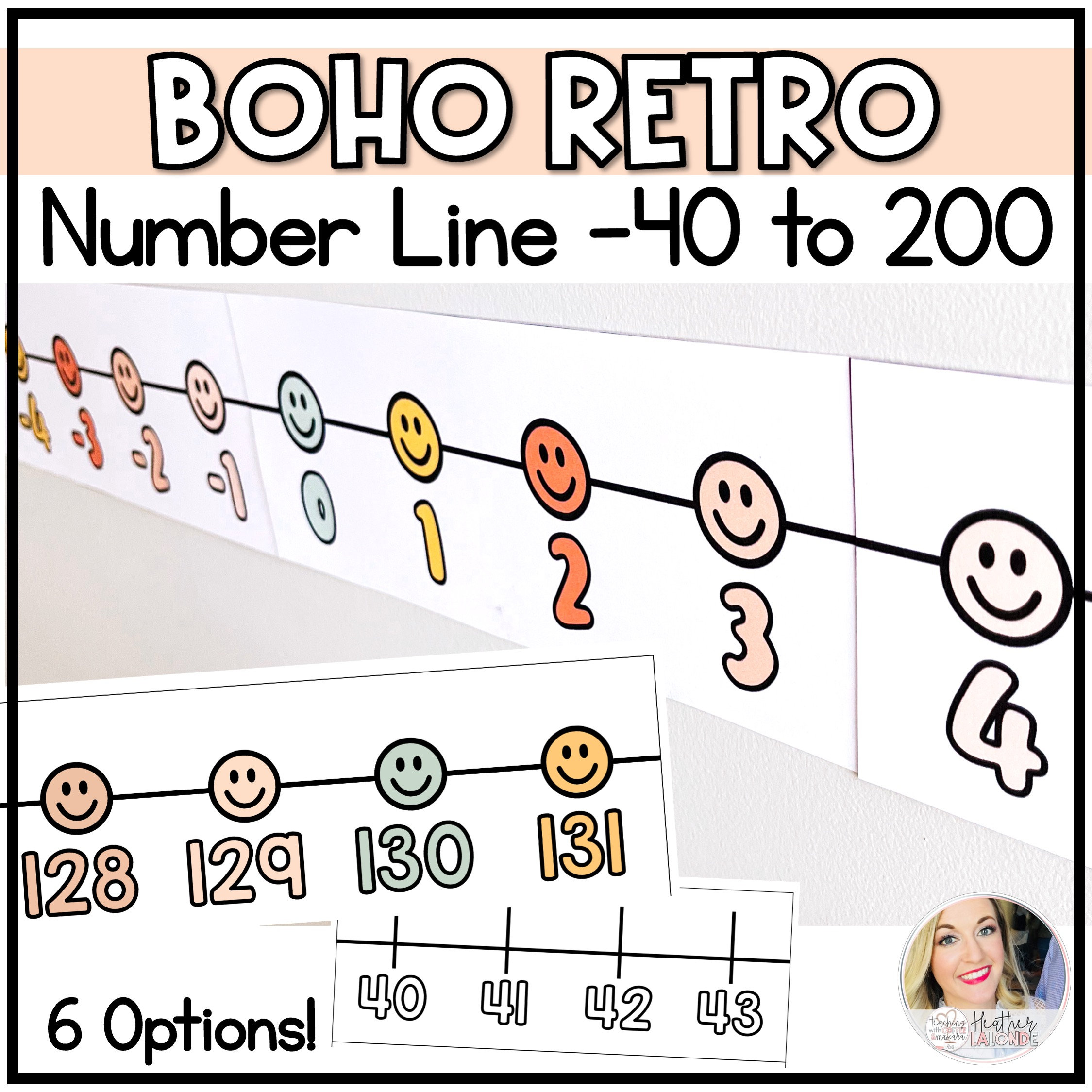 Boho Number Line Math Wall Homeschool Decor Happy Face - Etsy