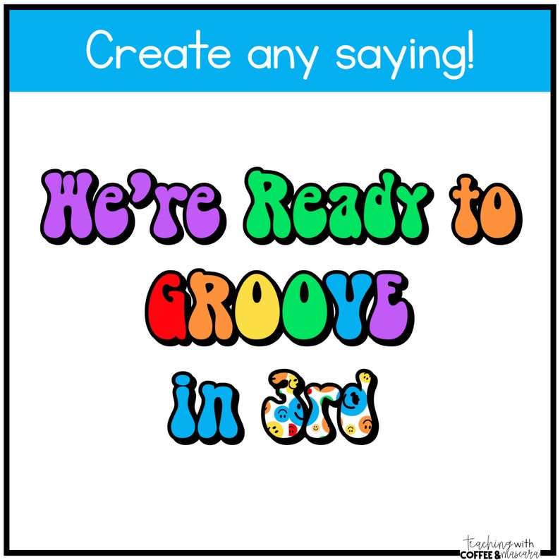 Printable Bulletin Board Letters Retro Rainbow Classroom - Etsy