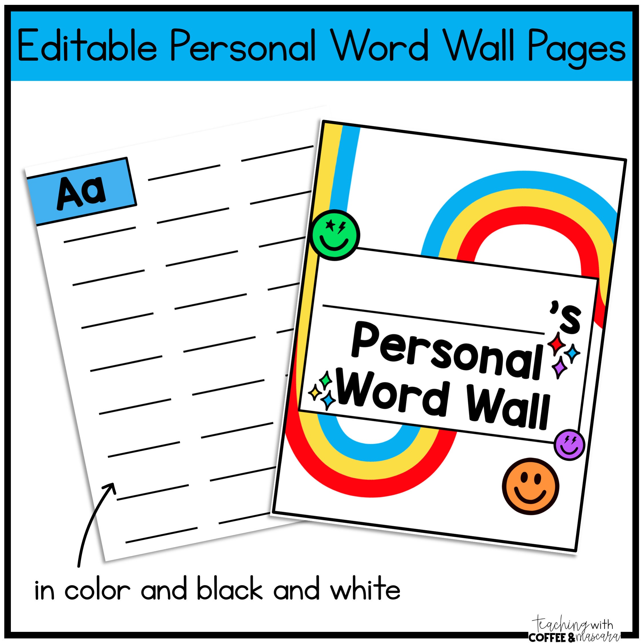 Rainbow Word Wall | Primary Rainbow Portable Word Wall | Alphabet Cards ...