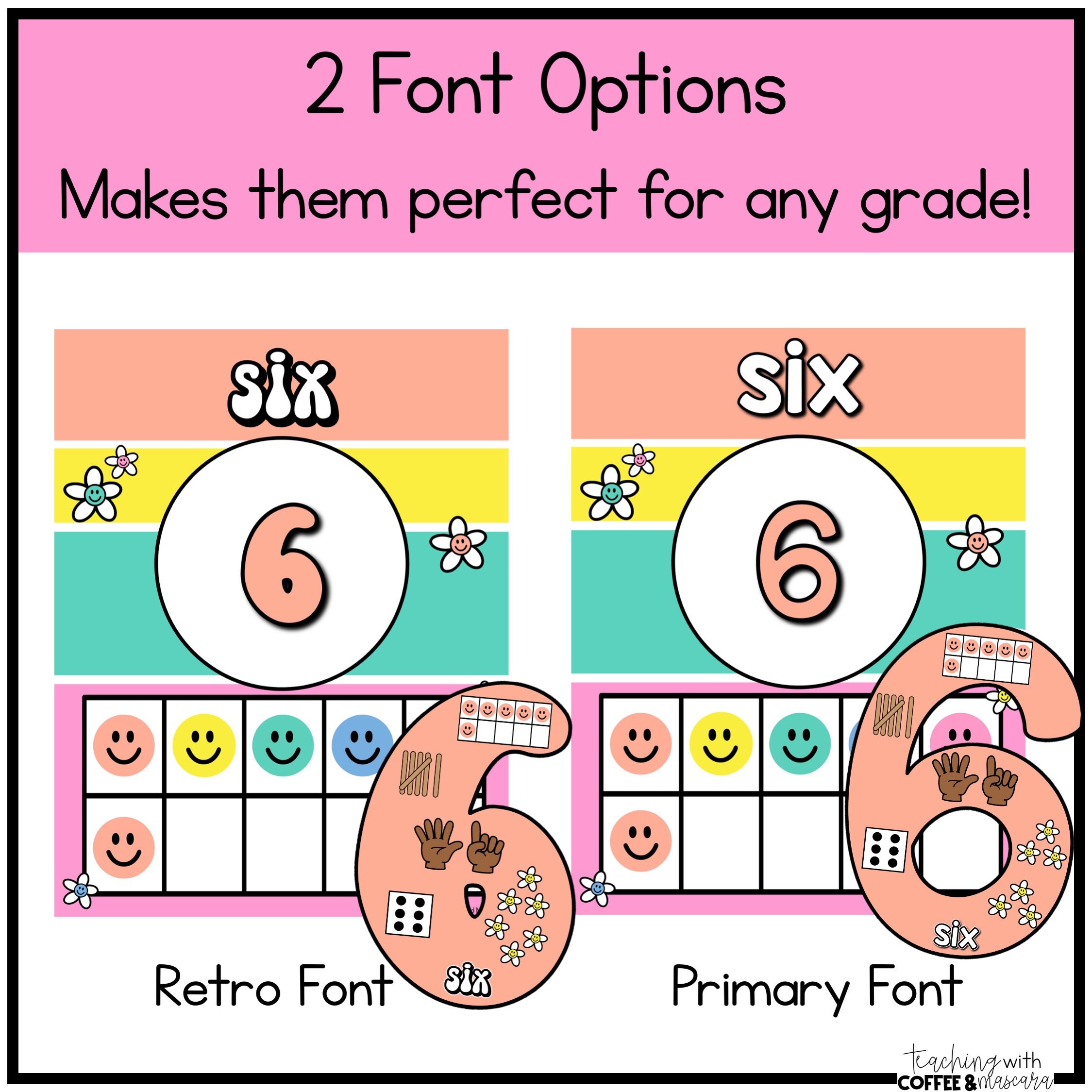 Number Posters | Bright Retro Classroom Decor | Classroom Printable ...