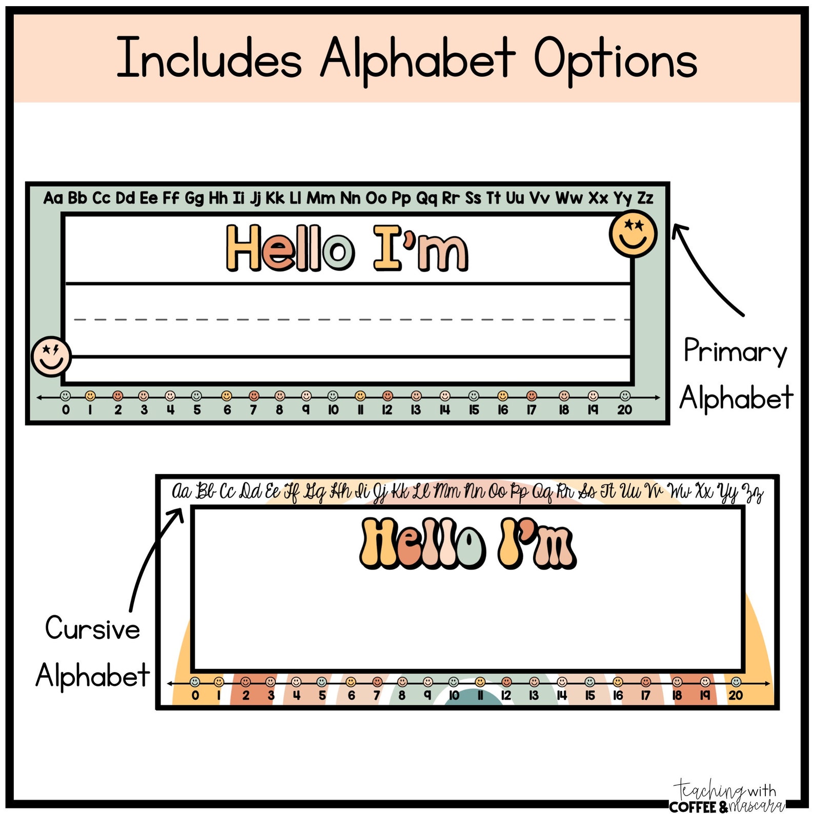 Desk Name Tags Boho Retro Editable Name Plates Boho - Etsy