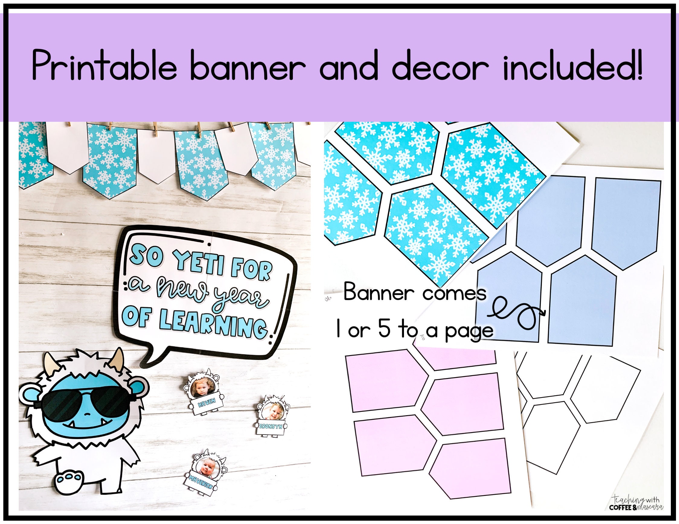 January Bulletin Board Yeti New Years Bulletin Board Kit | Etsy