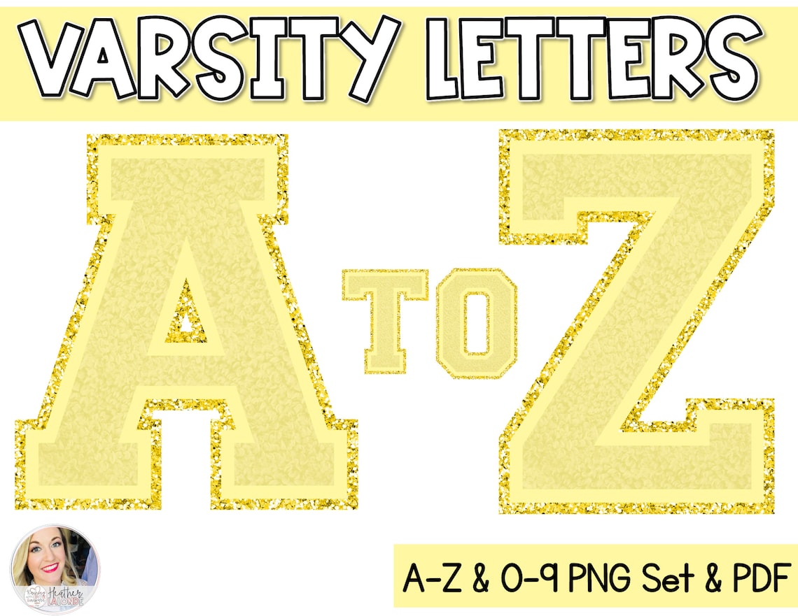 Varsity Letters Yellow Varsity Letter PNG Alphabet - Etsy