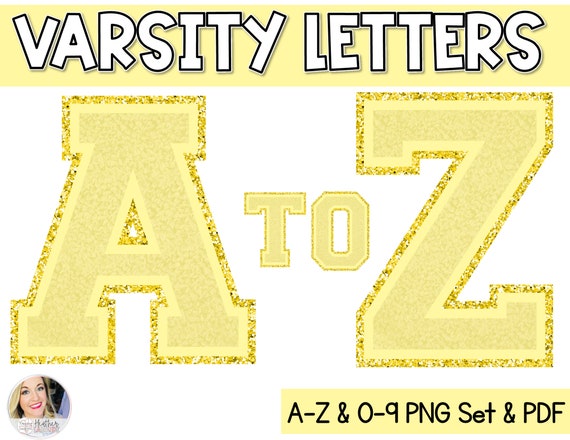 Varsity Letters Yellow Varsity Letter PNG Alphabet - Etsy