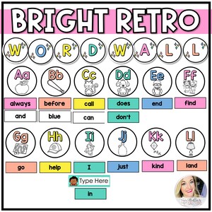 Rainbow Word Wall | Bright Rainbow Portable Word Wall | Alphabet Cards ...