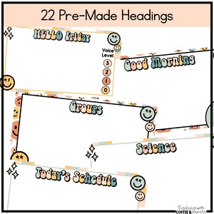 Retro Daily Slides Templates | Retro Theme | Happy Face Boho Classroom ...