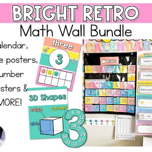 Math Posters Bundle | Retro Rainbow Classroom Decor | Shape Posters ...