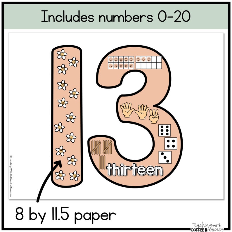 Boho Number Anchor Charts | Neutral Rainbow | Ways to Represent Numbers ...