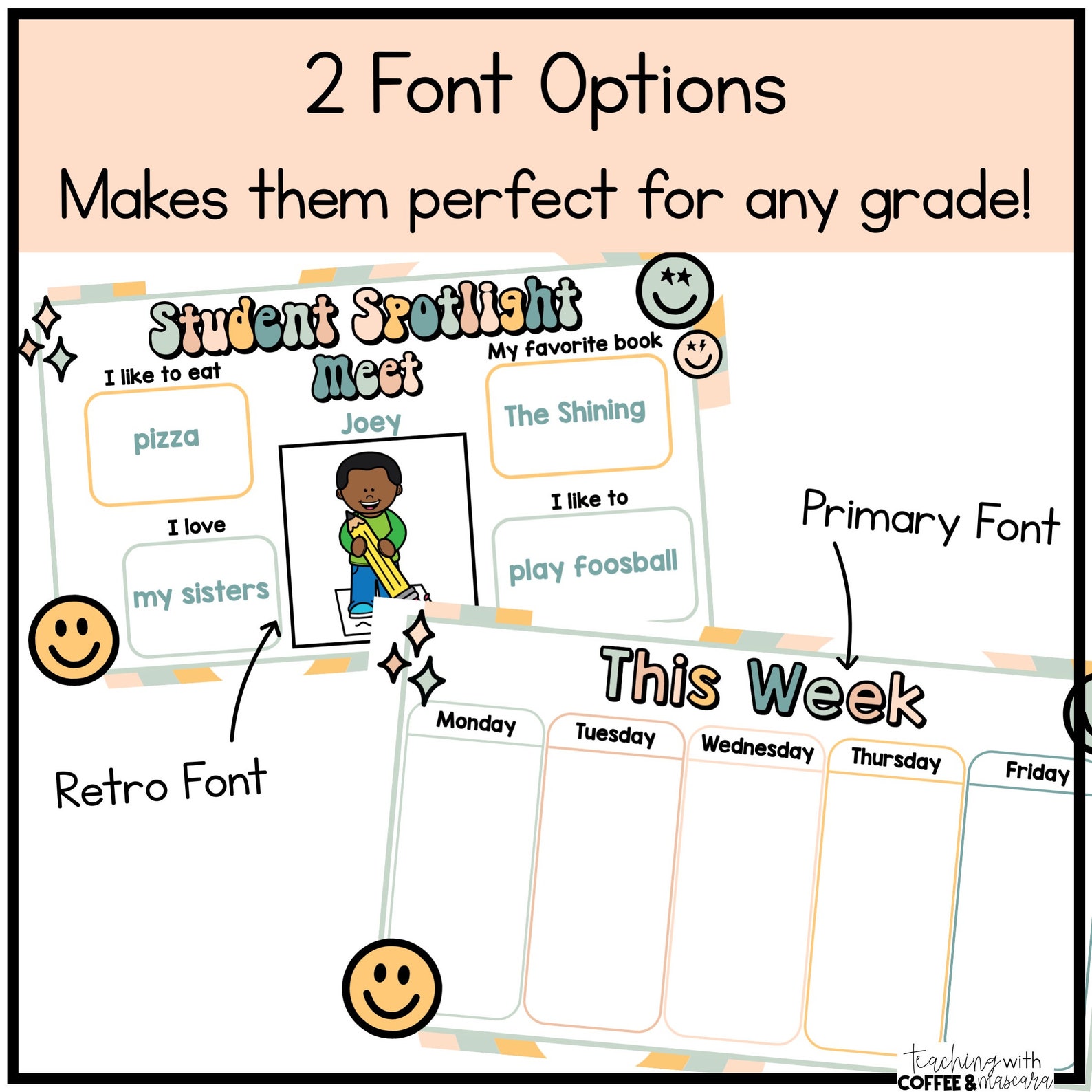 Retro Daily Slides Templates | Retro Theme | Happy Face Boho Classroom ...