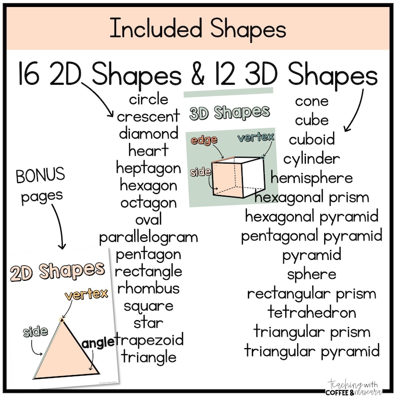 2D and 3D Shape Posters Boho Rainbow Retro Classroom Decor - Etsy