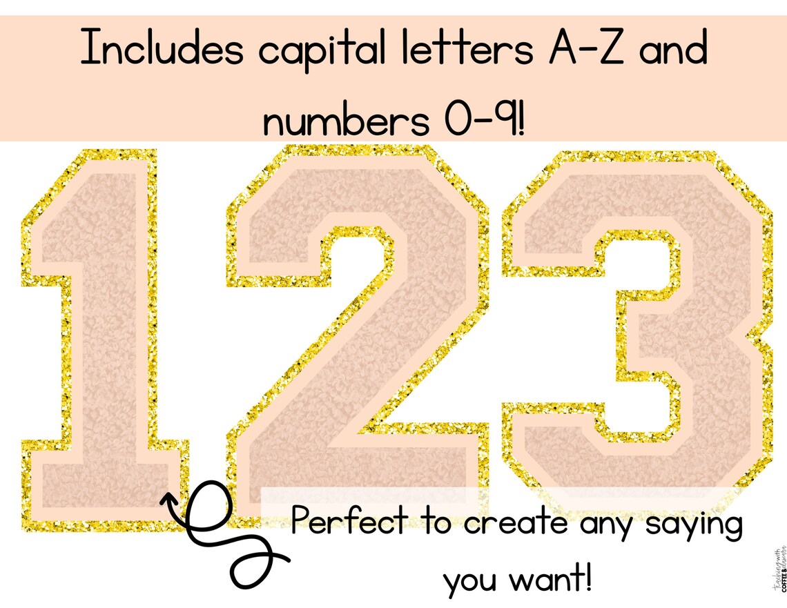 Varsity Letters | Peach | Varsity Letter PNG Alphabet | Bulletin Board ...