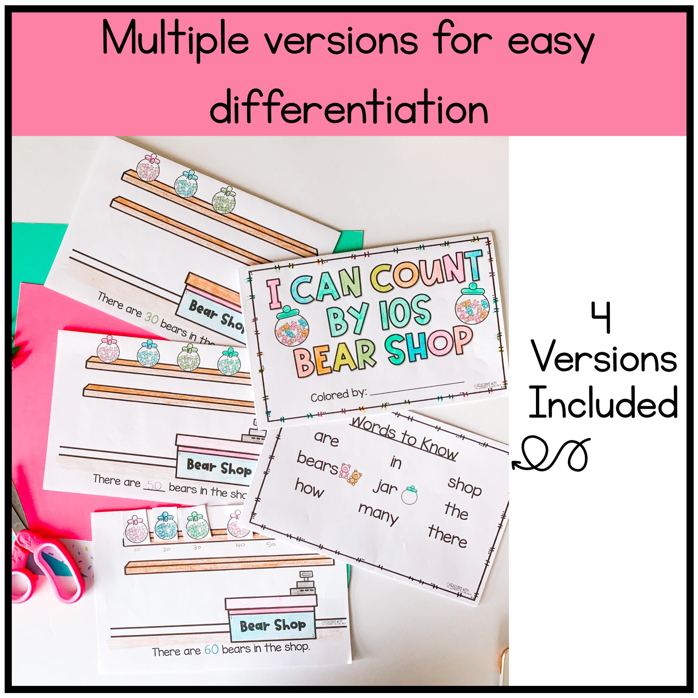 Counting on in 10s Counting Bears Emergent Reader - Etsy