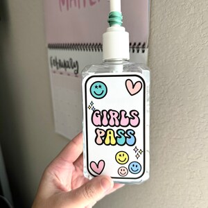 Printable Bathroom Pass | Retro Smiley Face Label for Sanitizer Bottle ...