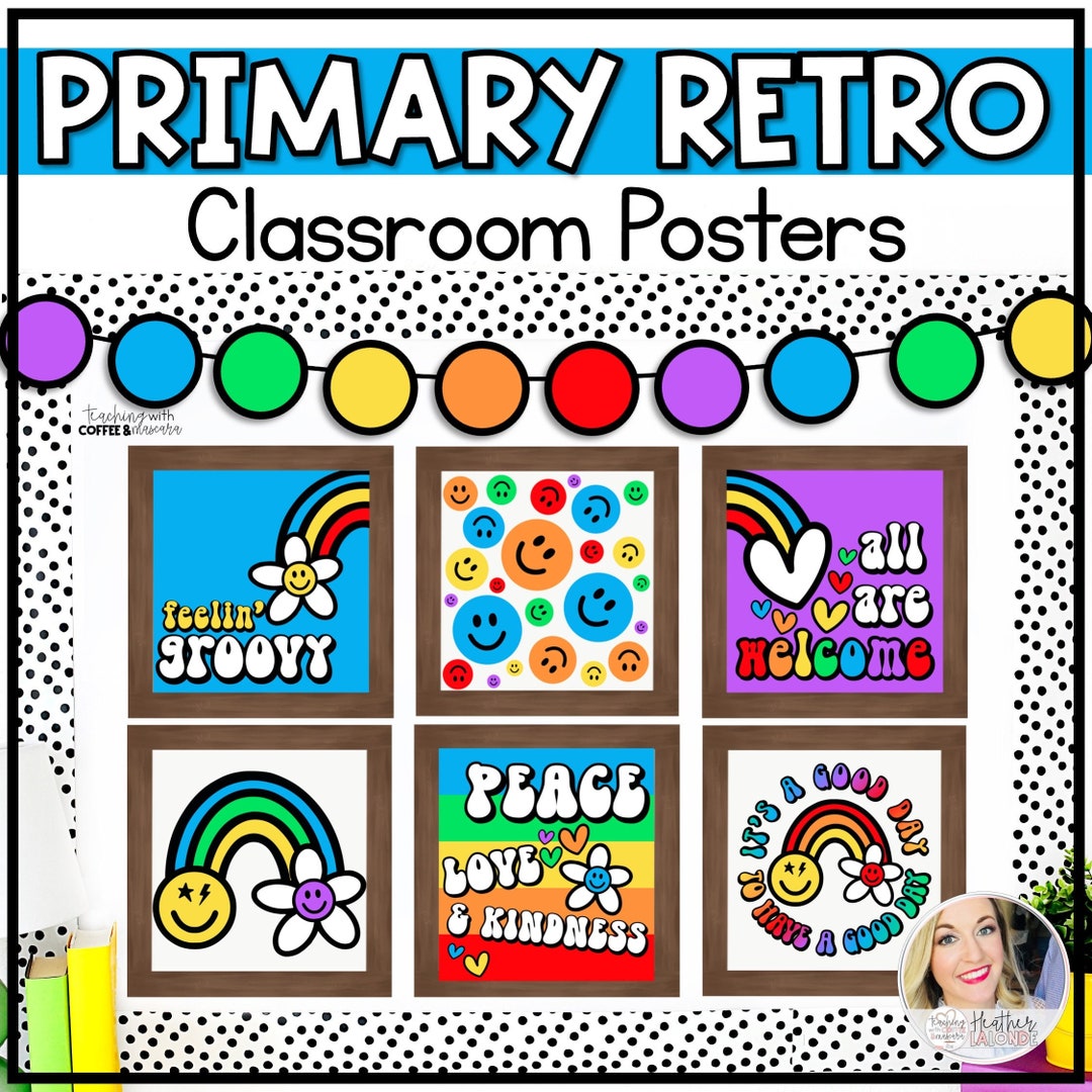 Rainbow Retro Classroom Decor | Classroom Printable Posters | Bright ...
