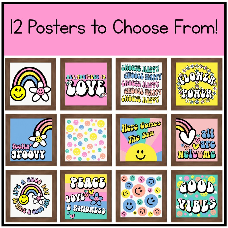 Retro Classroom Decor Classroom Printable Posters Bright - Etsy