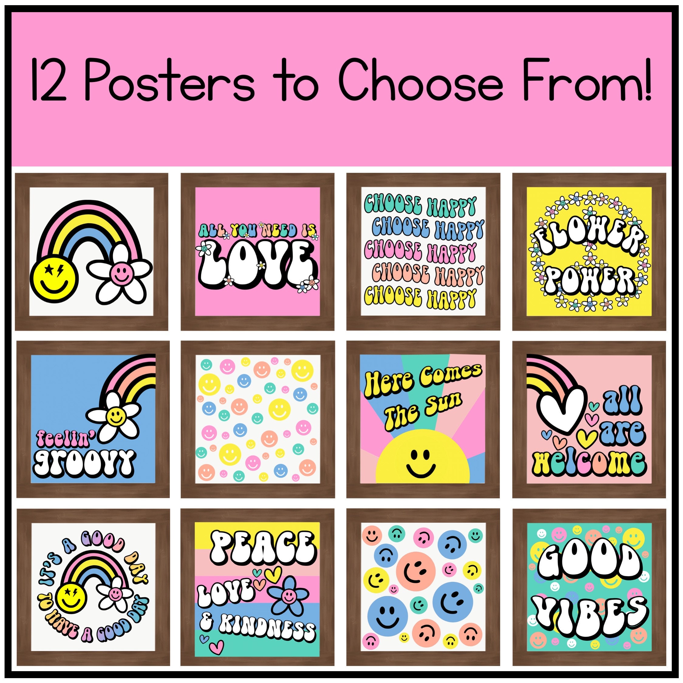 Retro Classroom Decor Classroom Printable Posters Bright - Etsy