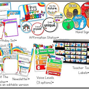 Retro Rainbow Classroom Decor Bundle | Smiley Face Classroom Decor ...