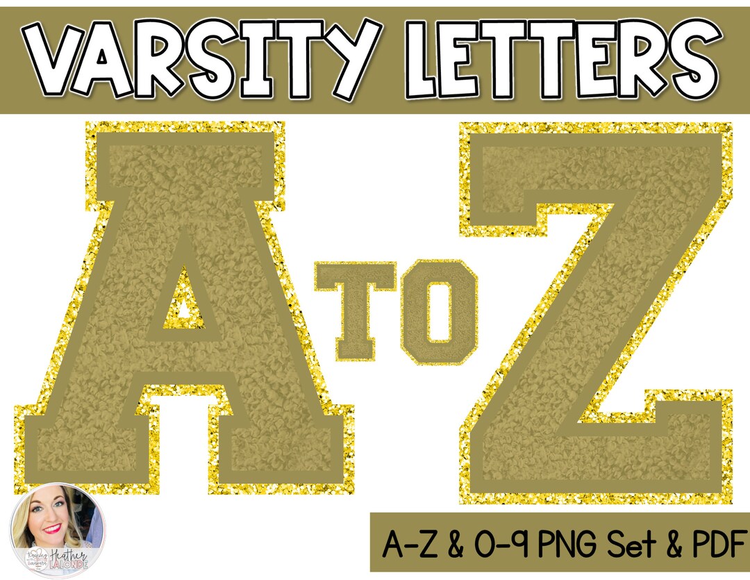 Varsity Letters | Olive Green | Varsity Letter PNG Alphabet | Bulletin ...
