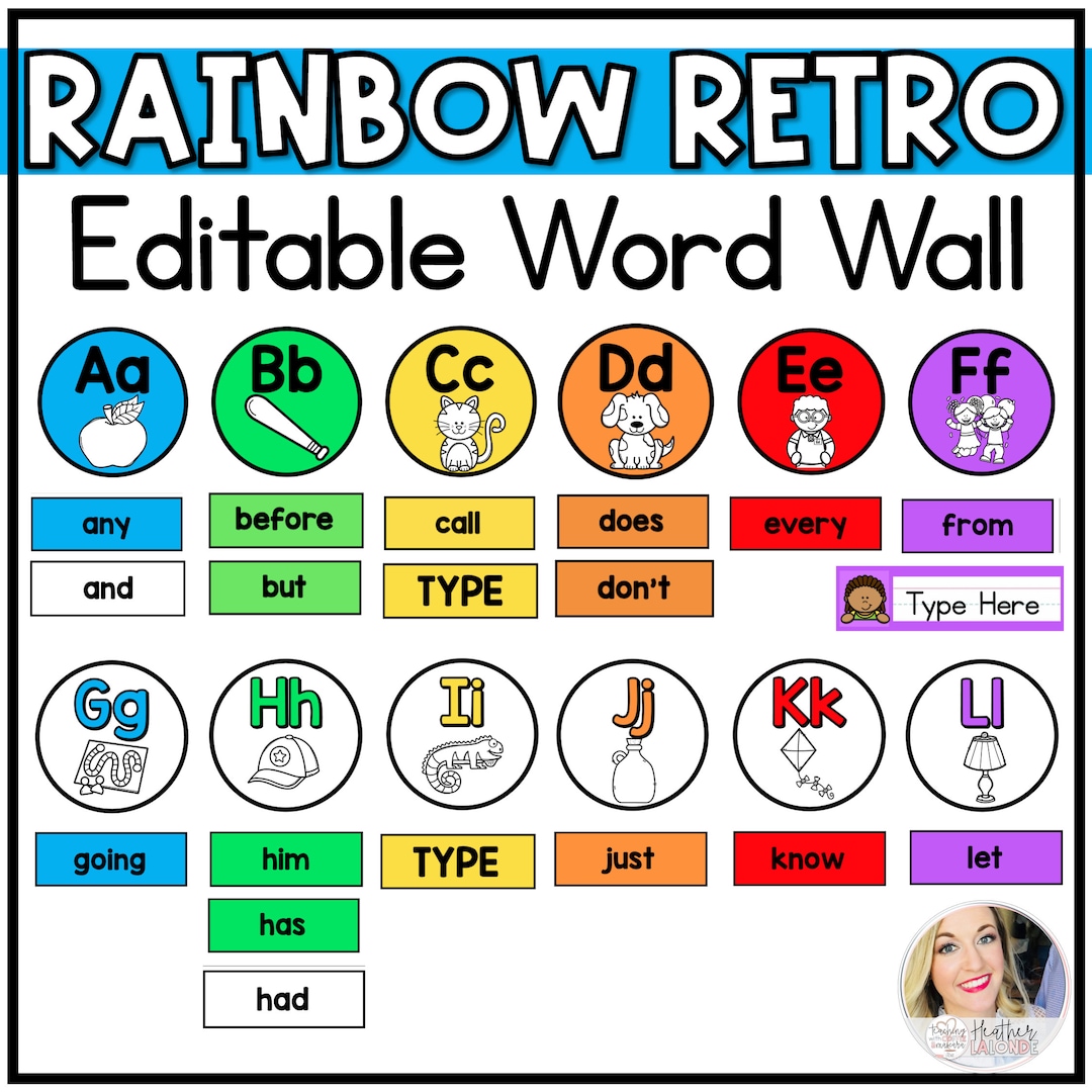 Rainbow Word Wall | Primary Rainbow Portable Word Wall | Alphabet Cards ...