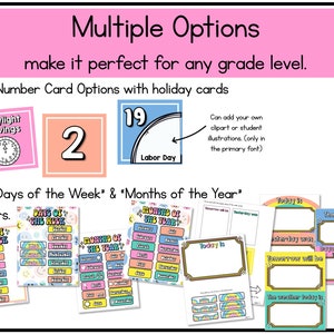 Retro Classroom Calendar Bulletin Board Set | Pocket Chart Calendar ...