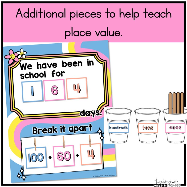 Retro Days in School Set | Days in School Ten Frames | Math Wall ...