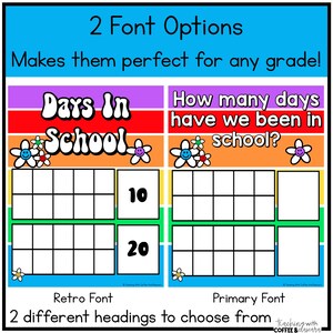 Retro Days in School Set | Days in School Ten Frames | Math Wall ...