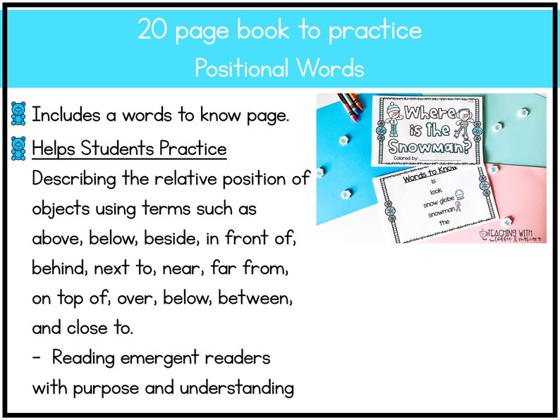 Winter Positional Words Printable Activities - Etsy