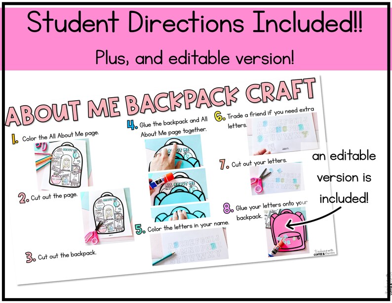 Backpack Craft All About Me Bulletin Board and Craftivity - Etsy