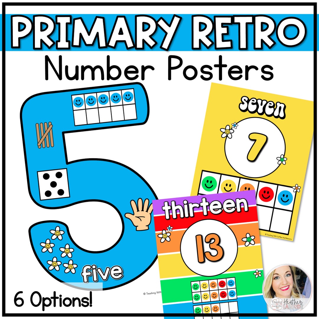 Number Posters | Rainbow Retro Classroom Decor | Classroom Printable ...