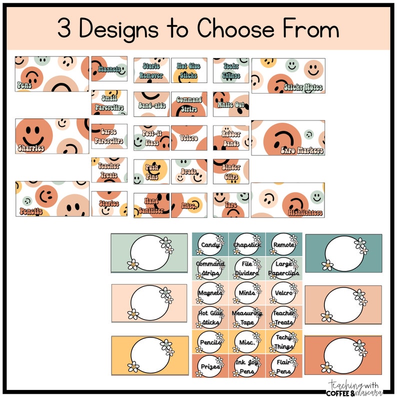 Boho Retro Teacher Toolbox Labels Editable Boho Teacher - Etsy