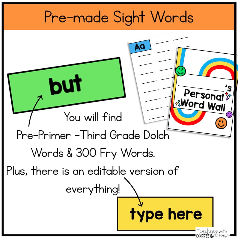Rainbow Word Wall | Primary Rainbow Portable Word Wall | Alphabet Cards ...