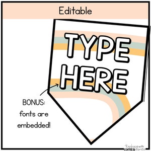 Editable Banner| Boho Rainbow Bulletin Board Letter Banner | Retro ...