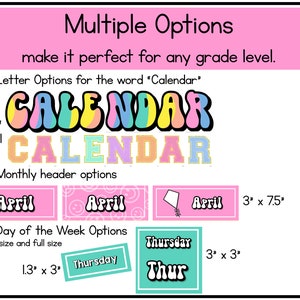 Retro Classroom Calendar Bulletin Board Set | Pocket Chart Calendar ...