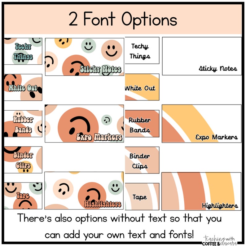 Boho Retro Teacher Toolbox Labels Editable Boho Teacher - Etsy