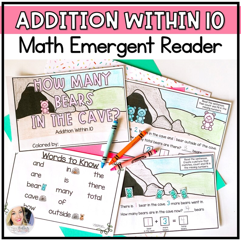 Kindergarten Addition to 10 Word Problems Beginning Reader | Etsy