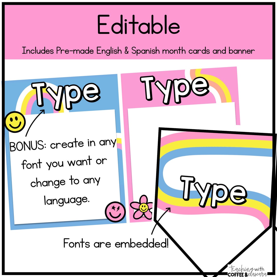 Retro Classroom Decor Birthday Display Bright Rainbow - Etsy